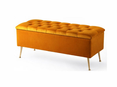 150cm Amara Chesterfield Ottoman Storage Bench - Plush Velvet Shoes ...