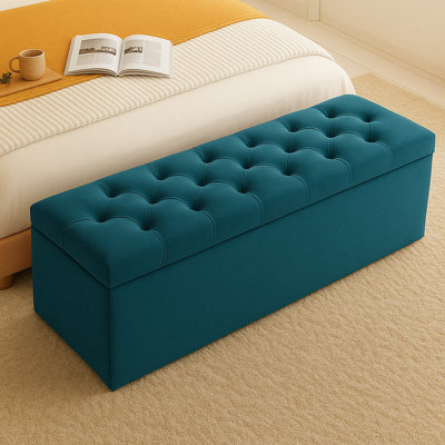 150cm Chesterfield Ottoman Storage Box- Plush Velvet Shoe Bench ...