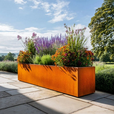 150cm Corten Steel Trough Planter - Pre-Rusted