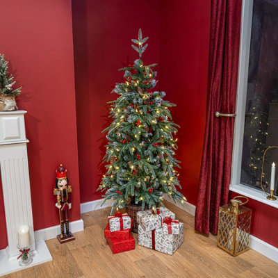 150cm Kensington Pre Lit Potted Spruce Artificial PE Christmas Tree By ...