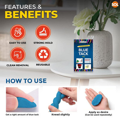 150g Blue Tack for Walls No Mark - Multipurpose Reusable Adhesive Putty ...