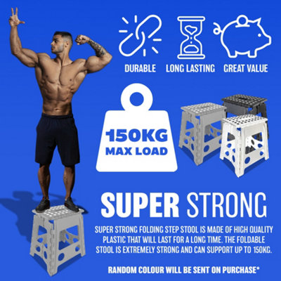 150kg Folding Handy Step Stool Storage Collapsible Multi Use Kitchen ...