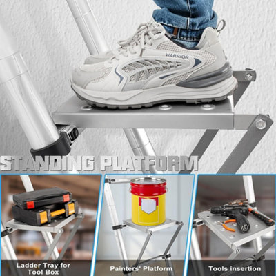 150kg Folding Ladder Stair Step Work Bench Standing Platform Ladder ...