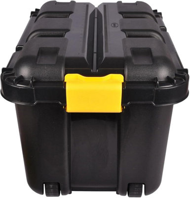 150L Heavy duty Black Plastic Nesting Wheeled Storage trunk with Lid
