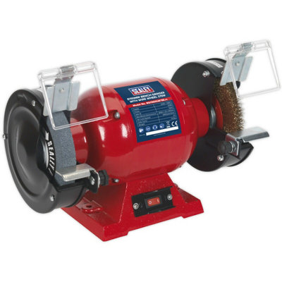 150mm Bench Grinder with Wire Wheel - 370W Copper Wound Induction Motor ...