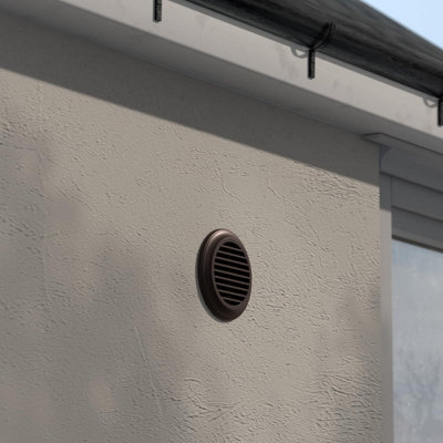 150mm Brown Round Fixed Blade Wall Vent Grille for Ducting, Fans ...