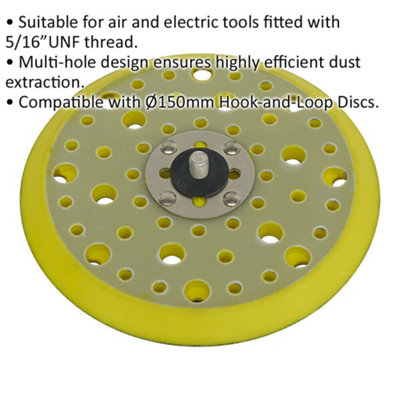 150mm DA Backing Pad for Hook & Loop Discs with Multi-Hole Design and 5 ...