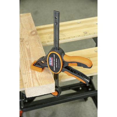 150mm Heavy Duty Quick Bar Clamp with Spreader Function and Ergonomic Grip