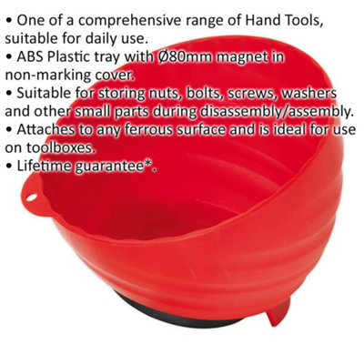 150mm Red Magnetic Screw Collector Bowl for Nuts, Bolts and Washers