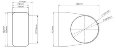 150mm x 70mm x 125mm Rigid Ducting Elbow (Plenum)