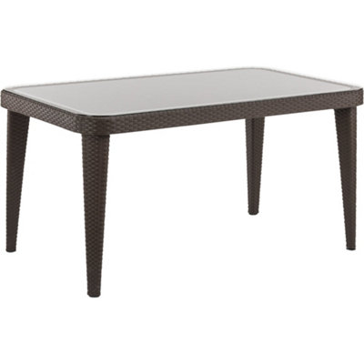 150x90cm Glass Top Outdoor Dining Table - Rectangular Anthracite Rattan ...