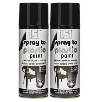 151 Spray To Plastic Paint Black Gloss 400ml x 2