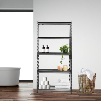 152 X 75 X 30cm - Black - 5 Tier Boltless Heavy Duty Wire Shelving Unit ...