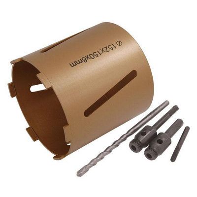 152mm 6 Tooth Single Piece Diamond Core Bit Drill Cutter & Hex Adapter ...