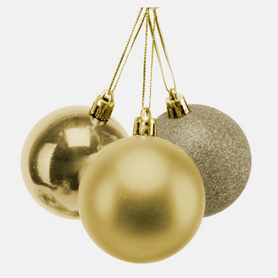 15cm/3Pcs Christmas Baubles Shatterproof Gold,Tree Decorations