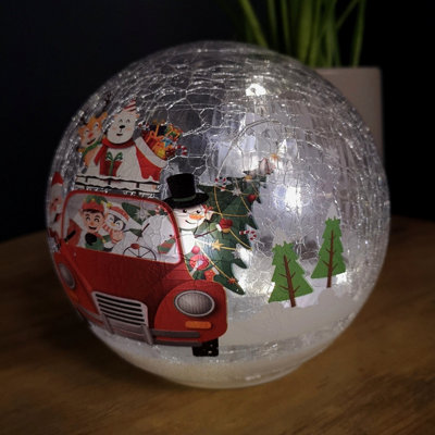 15cm Battery Operated Twinkling Warm White LED Crackle Effect Ball ...