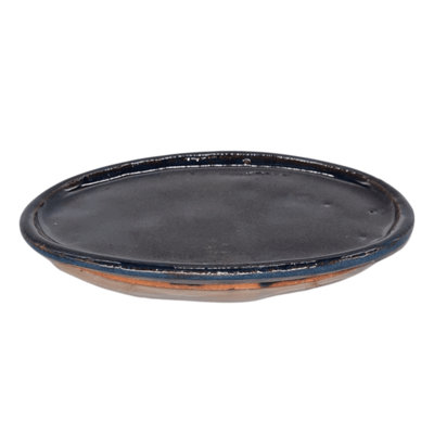 15cm Glazed Bonsai Pot Drip Tray - Oval