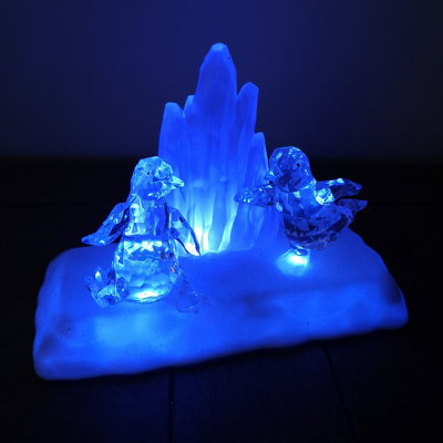15cm Lit Acrylic Penguin Iceberg Scene Christmas Decoration with ...