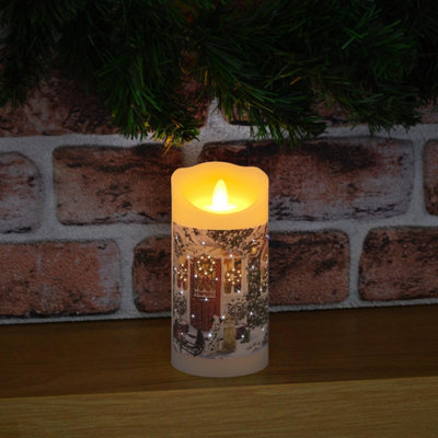 15cm Winter Dogs And Red Door Candle Christmas LED Light Up Decor False ...