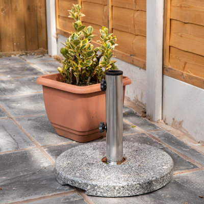 15kg Round Granite Garden Parasol or Umbrella Base Weight Stainless ...