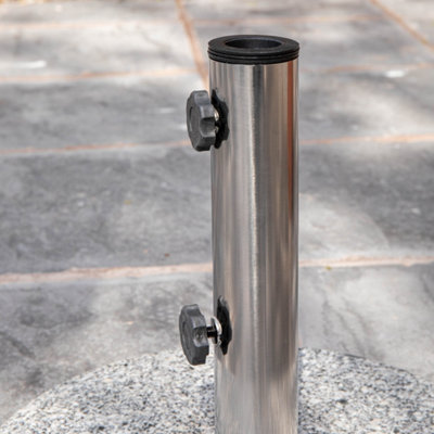 15kg Round Granite Garden Parasol or Umbrella Base Weight Stainless ...