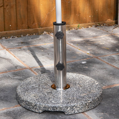 15kg Round Granite Garden Parasol or Umbrella Base Weight Stainless ...