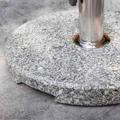15kg Round Granite Garden Parasol or Umbrella Base Weight Stainless ...