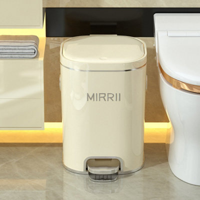 15L Cream-Coloured Trash Can Kitchen Bin Recycling Rubbish Bin