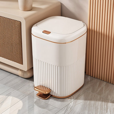 15L White Foot Pedal Press Type Rubbish Bin