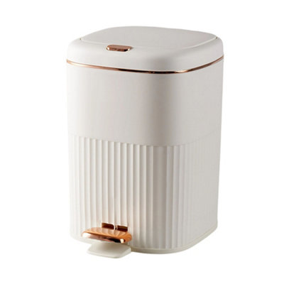 15L White Foot Pedal Press Type Rubbish Bin