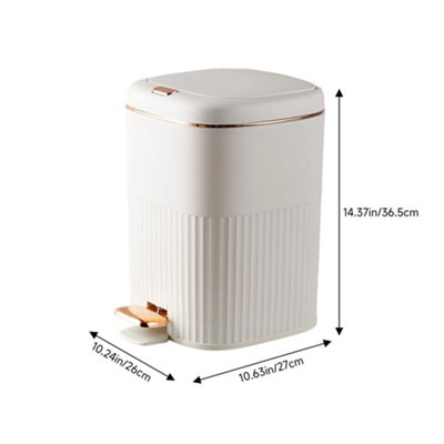 15L White Foot Pedal Press Type Rubbish Bin