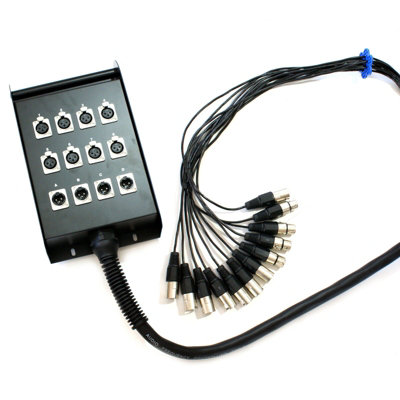 15m 12 Way XLR 3 Pin Multicore Loom Snake Cable - 8 Inputs 4 Outputs ...