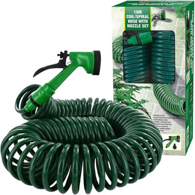 15M 50FT Retractable Coil Hose Garden Spray Gun 5 Function Pipe Reel ...
