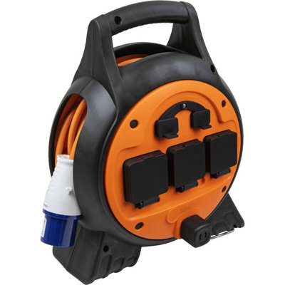 15m Caravan & Camping Cable Reel with RCD - 2P+E 230V 16A Plug - IP44 Rated