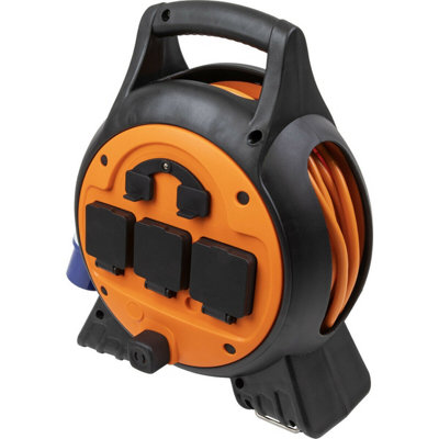 15m Caravan & Camping Cable Reel with RCD - 2P+E 230V 16A Plug - IP44 Rated
