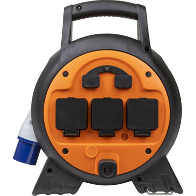 15m Caravan & Camping Cable Reel with RCD - 2P+E 230V 16A Plug - IP44 Rated