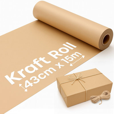 15M Kraft Wrapping Paper Roll - Eco-Friendly Christmas Gift Wrap, Brown ...