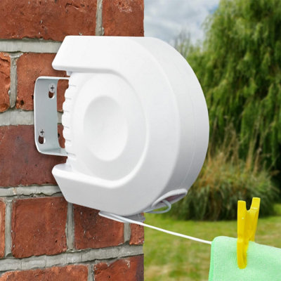 15M Retractable Washing Line Wall Mounted Heavy Duty Extendable Clothes ...