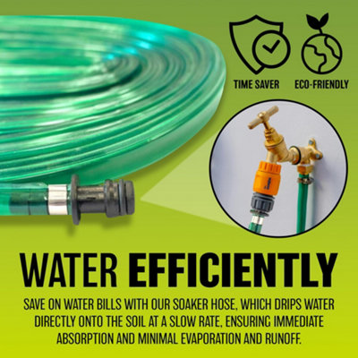 15m Soaker Hose Pipe Garden Drip Irrigation Watering Sprinkler Lawn ...