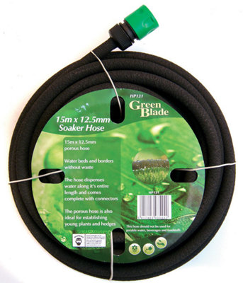 15m x 12.5mm Porous Garden Flower Bed Soaker Hose Pipe
