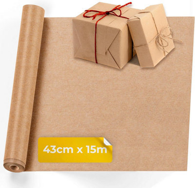 15M x 43CM Kraft Wrapping Paper with Jute Strings - Durable Brown Paper ...