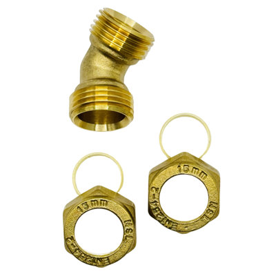 15mm Brass Compression 45 Deg. Right Angle Bend