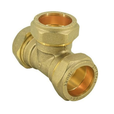 15mm Brass Compression Tee WRAS & BS Approved for Hot Cold Water ...