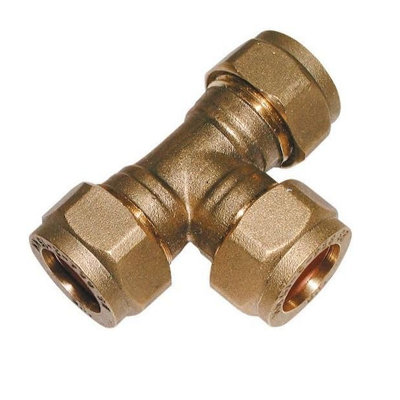 15mm Brass Compression Tee WRAS & BS Approved for Hot Cold Water ...