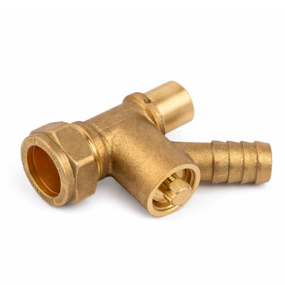 15MM BRASS DRAIN OFF ADAPTOR WITH COMPRESSION END & HOSE TAIL FOR ...