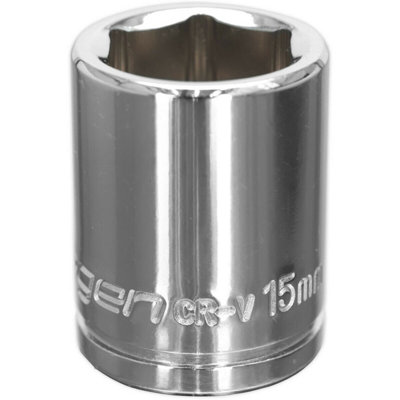 15mm Chrome Plated Drive Socket - Durable 3/8" Square Drive Tool for ...