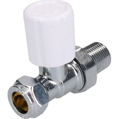 15mm Chrome-Plated Inline Brass Radiator Valve Straight Adjustable ...