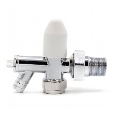 15mm Chrome Plated Lockshield Radiator Valve with Integrated Drain Off ...
