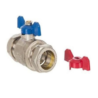 15mm Compression Butterfly Handle Ball Valve for Water - WRAS Approved