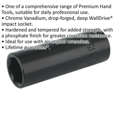 15mm Deep Impact Socket - 3/8 Inch Drive Chrome Vanadium Tool for ...